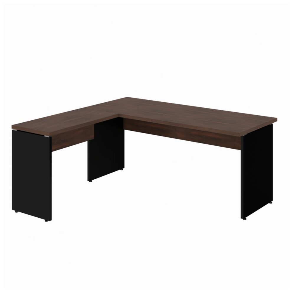 Mesa em "L" (Mesa 1,70m + Mesa Auxiliar) - S/ Gavetas Marsala / Preto ...
